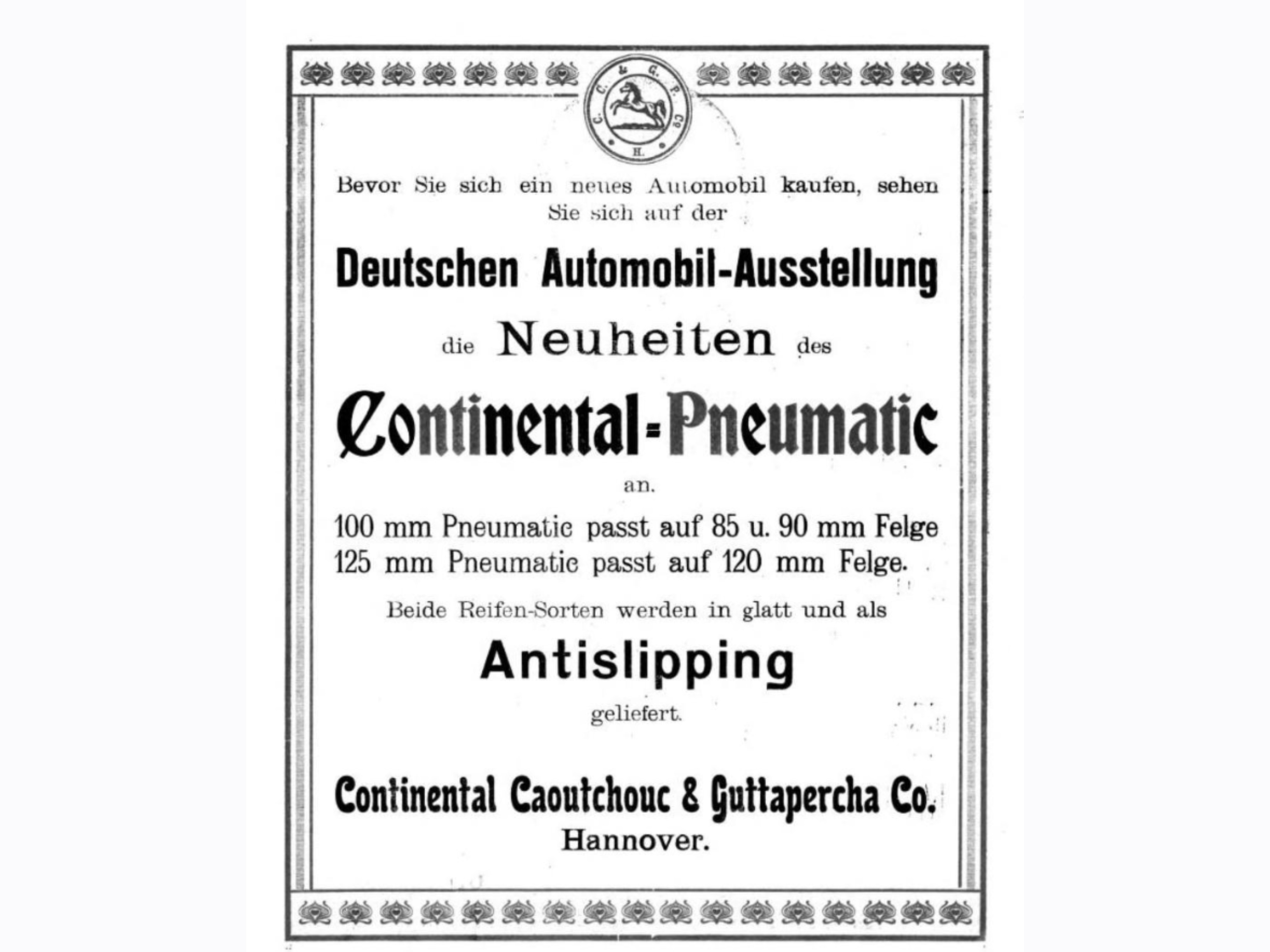 Continental Celebrates 120th Anniversary of First Tire Featuring a ...
